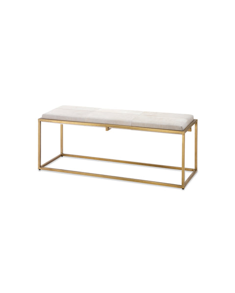 Shelby Hide Metal Bench - White